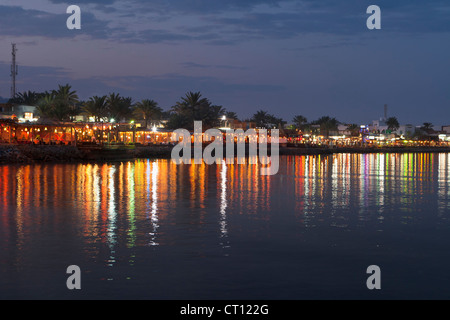 View over the seafront of Dahab at night, Egypt Stock Photo - Alamy