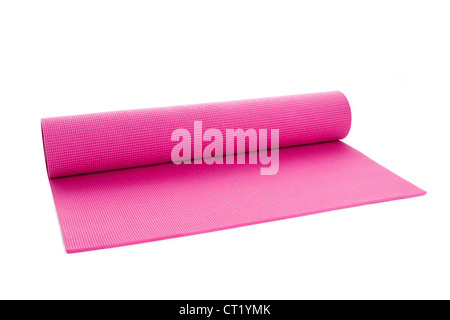 Pink Yoga Mat with White Background Stock Photo - Alamy