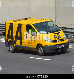 AA Automobile Association yellow van driving on UK motorway that deals ...