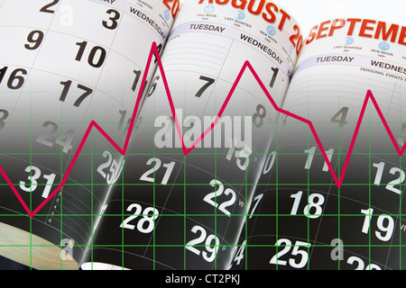 Calendar Pages and Graph Stock Photo - Alamy