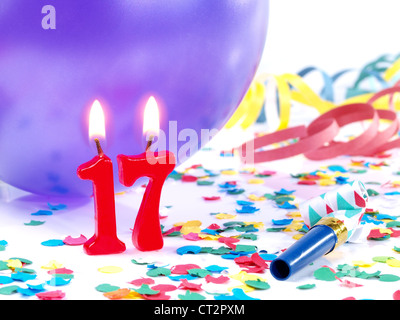 Burning birthday candles number 17 Stock Photo - Alamy