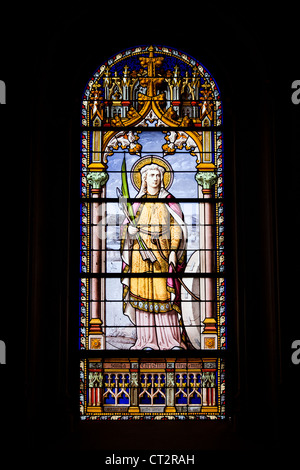 Stained glass window c 1881 detail of Saint Mary, Wenhaston church ...