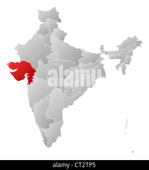 Gujarat India Map grey Stock Photo - Alamy