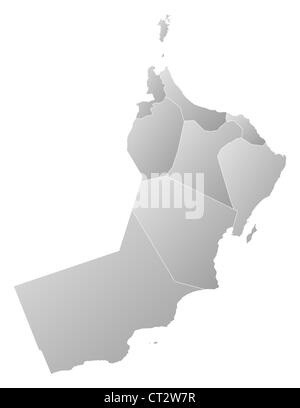 Political map of Oman with the several regions and governorats where Al ...