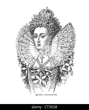 Elizabeth I Tudor, Queen of England, with crown, scepter and jewelry ...