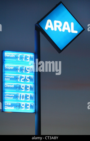 aral logo and price board at an aral petrol station,germany Stock Photo ...
