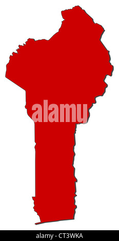 Benin highlighted in red on grey political globe with transparent ...