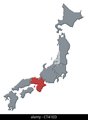 Kinki Japan Map grey Stock Photo - Alamy