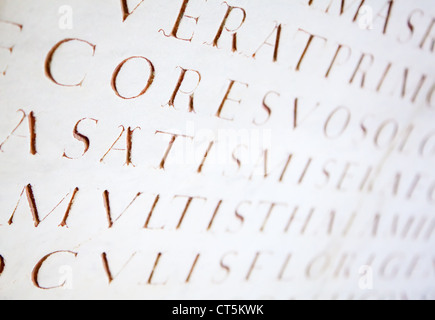 Pre-christian latin writing carved on the tombstone Stock Photo - Alamy