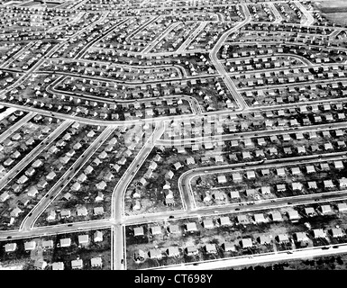 Aerial view of Levittown New York in 1953. Levittown was named after ...
