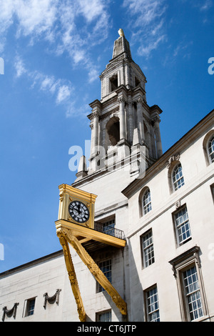 Clock tower on Leeds Civic Hall Stock Photo - Alamy