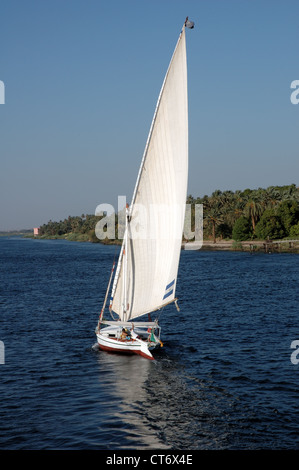 Felucca on the Nile with Kom Ombo Temple in the background, Egypt Stock ...