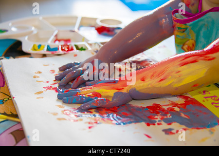 year-old child playing with paints Stock Photo - Alamy