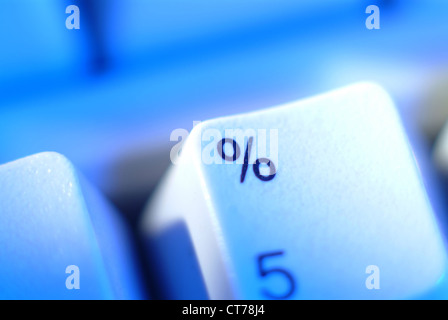 Percent sign key and button on keyboard close-up. Modern laptop ...