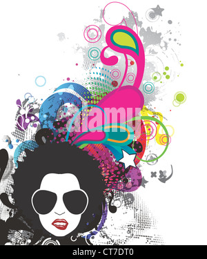 vector grunge background with funky face Stock Photo - Alamy