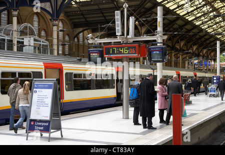 Liverpool Street railway station platform First Great Eastern train ...