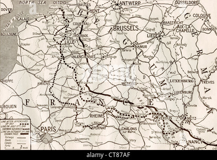 (WWi) World War 1 War Map of the French Fighting Line - Arras to Verdun ...