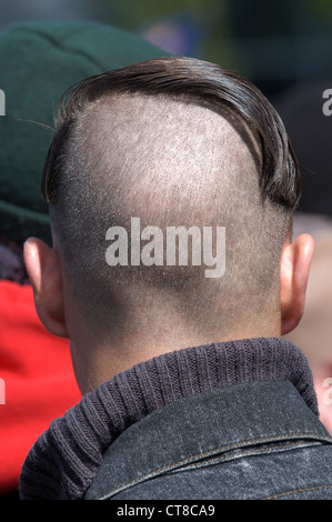Protestor with hairstyle of Adolf Hitler in Berlin Stock Photo - Alamy