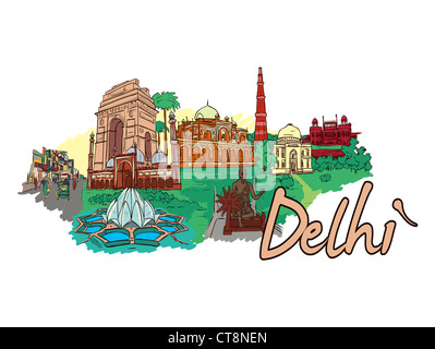 delhi doodles vector illustration Stock Photo - Alamy