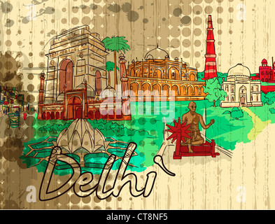 delhi doodles vector illustration Stock Photo - Alamy