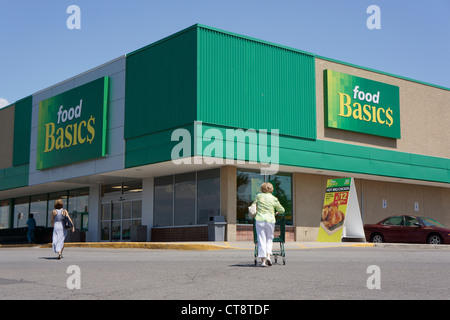 Entrance to Food Basics grocery store. Food Basics Ltd is a Canadian ...
