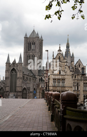 St Michielsburg from the bridge over the River Leie Ghent Belgium Stock ...