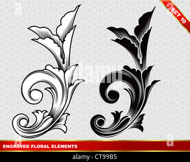 engraved floral element Stock Photo - Alamy