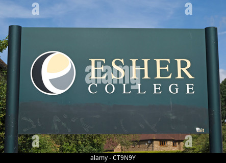 entrance sign for esher college, a sixth form college in thames ditton ...