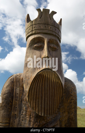 Isle of Lewis, Scotland. Wood carving of the ‘Lewis Chessmen’ at Uig ...