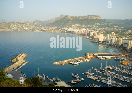 Skyline of the city calp, calpe on the coast of the Mediterranean sea ...