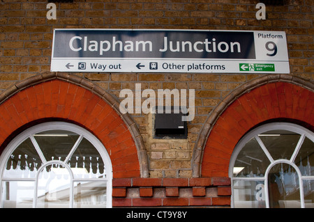 Clapham Junction railway station sign, London, England, UK Stock Photo ...