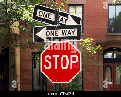Confusing road signs in New York City Stock Photo - Alamy