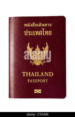 Thailand passport with isolated white background baht banknotes and ...