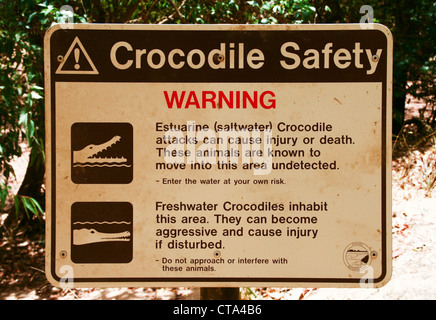 crocodile warning sign in kakadu national park,northern territory ...