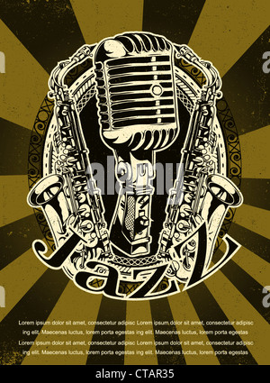 vector grunge concert poster with microphone Stock Photo - Alamy