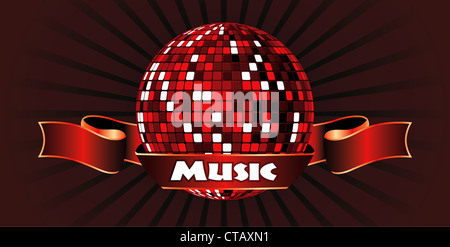 vector music emblem with discoball Stock Photo - Alamy