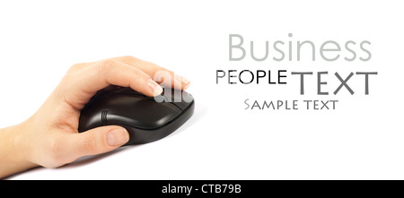 computer mouse with hand over white Stock Photo - Alamy