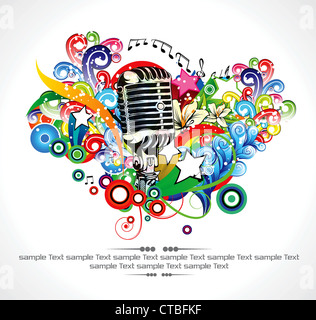 vector concert poster with microphone Stock Photo - Alamy