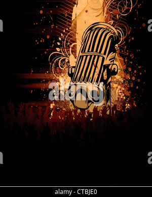vector grunge concert poster with microphone Stock Photo - Alamy