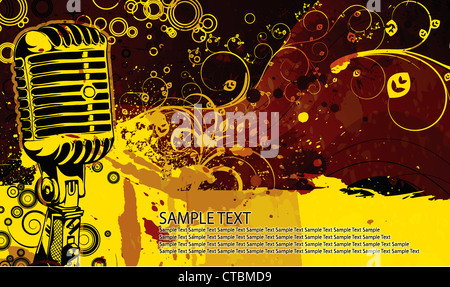 vector grunge concert poster with microphone Stock Photo - Alamy