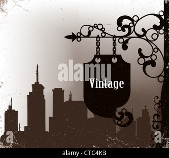 vector wrought iron sign with background Stock Photo - Alamy