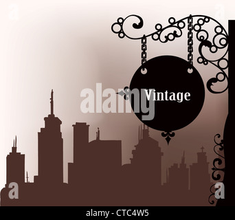 vector wrought iron sign with background Stock Photo - Alamy