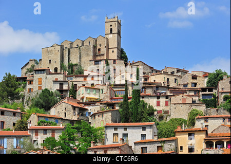 View of village of Eus in Pyrenees-Orientales, Languedoc-Roussillon ...