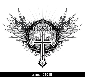 vector vintage tshirt design with cross Stock Photo - Alamy