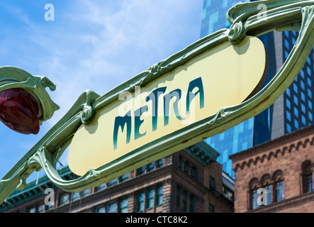 Sign outside Van Buren Street Metra station, a replica of Hector ...