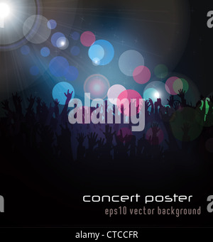 vector concert poster with crowd Stock Photo - Alamy