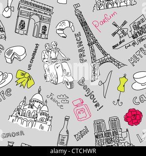 Sightseeing in Paris doodles Stock Photo - Alamy