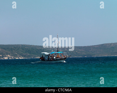 Tourist Boat Mikali Straits Samos Greece Stock Photo - Alamy