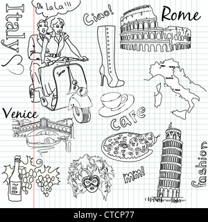 Sightseeing in Italy doodles Stock Photo - Alamy