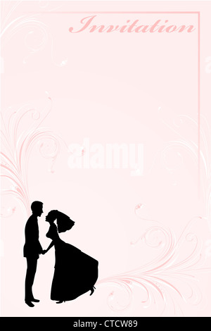 Vector Illustration of funky wedding invitation with funny bride and ...
